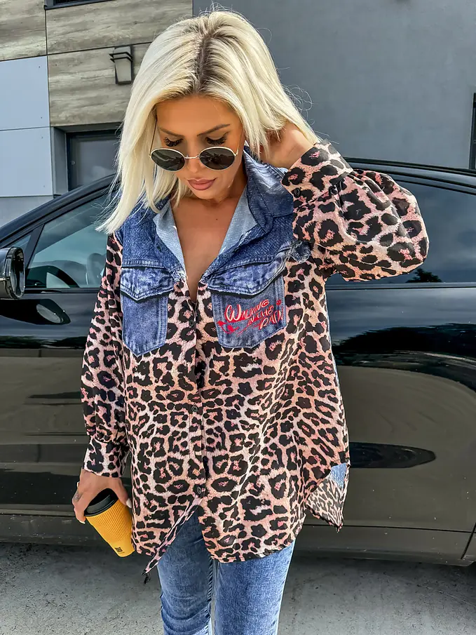 Extravagantná saténová leopardia košeľa PIXIE | Starstyle.sk